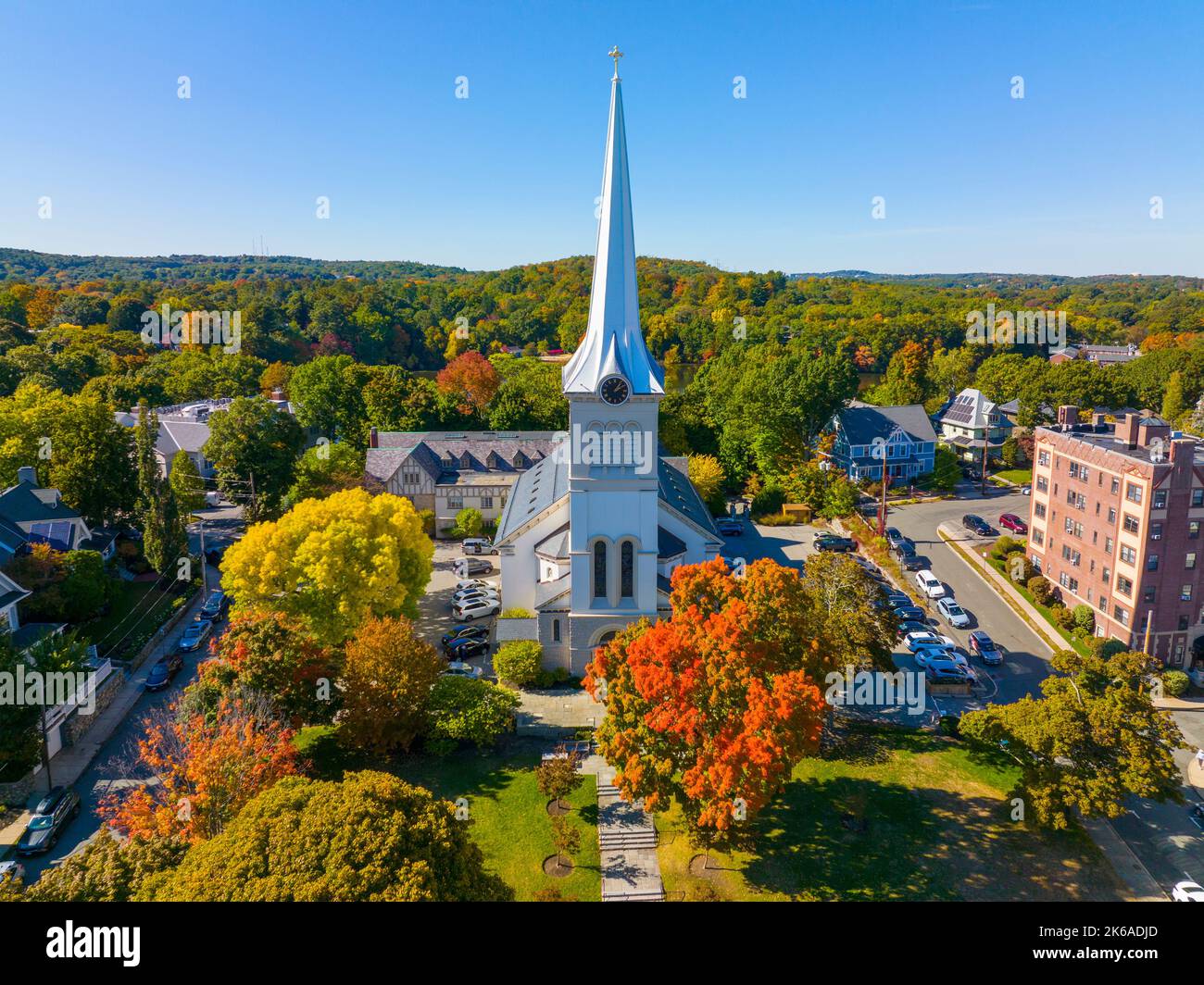 First Congregational Church in fall at 21 Church Street in Winchester ...