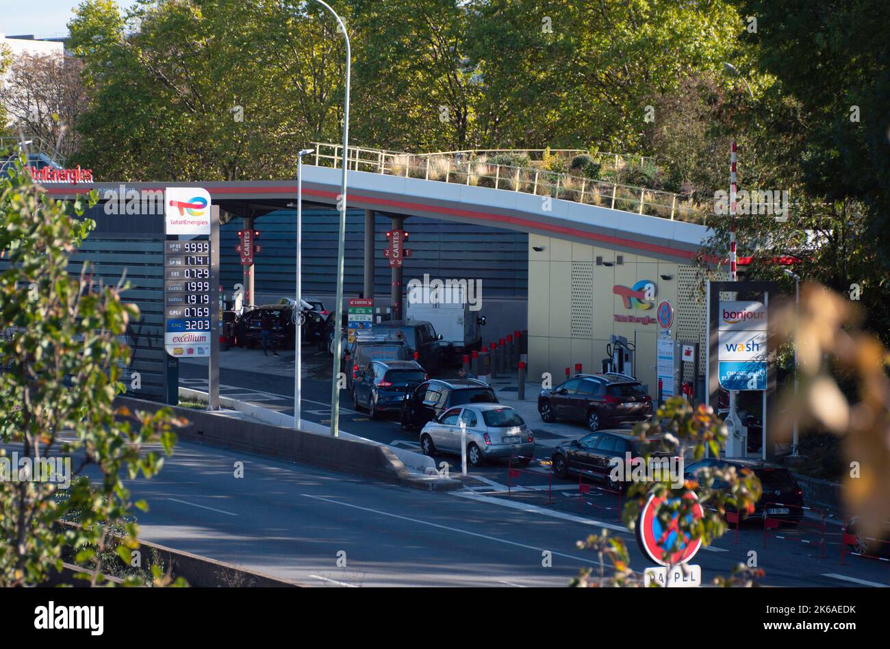 Customers queue for fuel at a TotalEnergies gas station on the ring ...