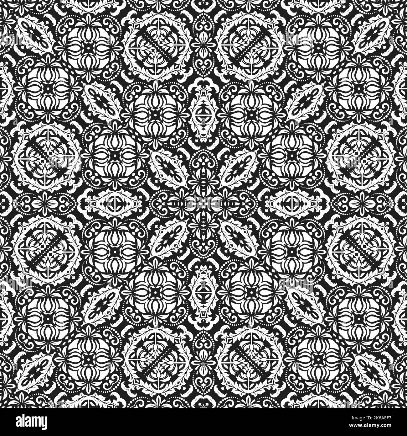 Orient vector classic black and white pattern. Seamless abstract ...