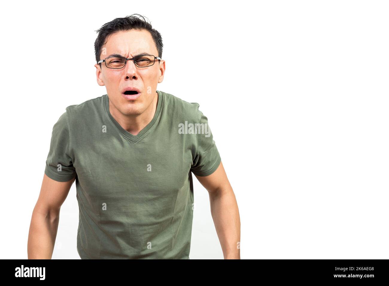Man with bad eyesight looking at camera Stock Photo - Alamy