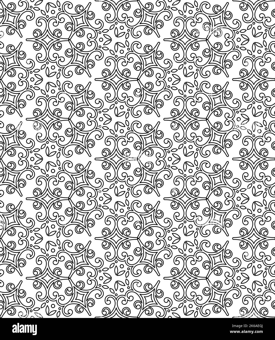 Classic seamless vector pattern. Damask black and white orient ornament ...