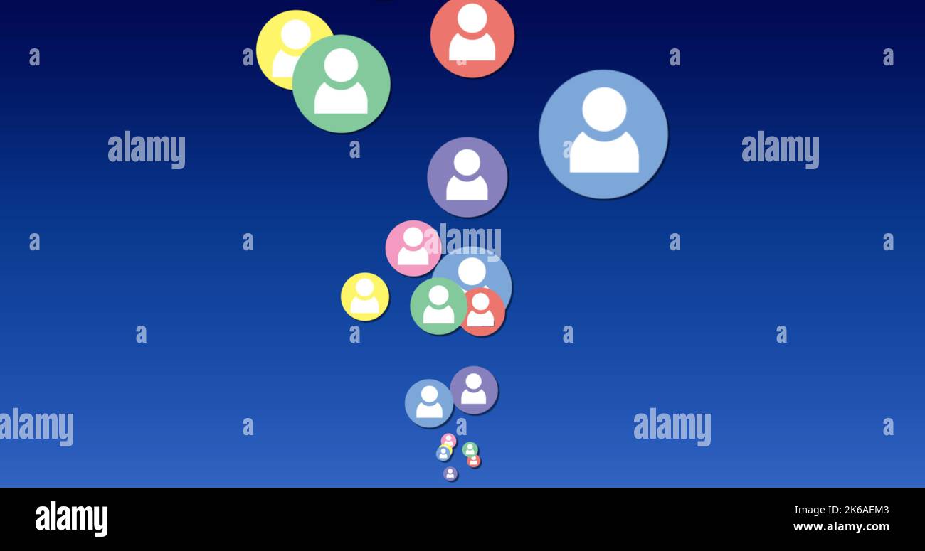 Image of user icons over blue background. Social media, communication ... Image of user icons over blue background. Social media, communication ...