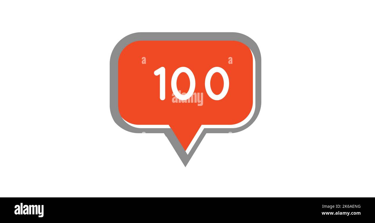 Image of 100 notifications over white background. Social media ...