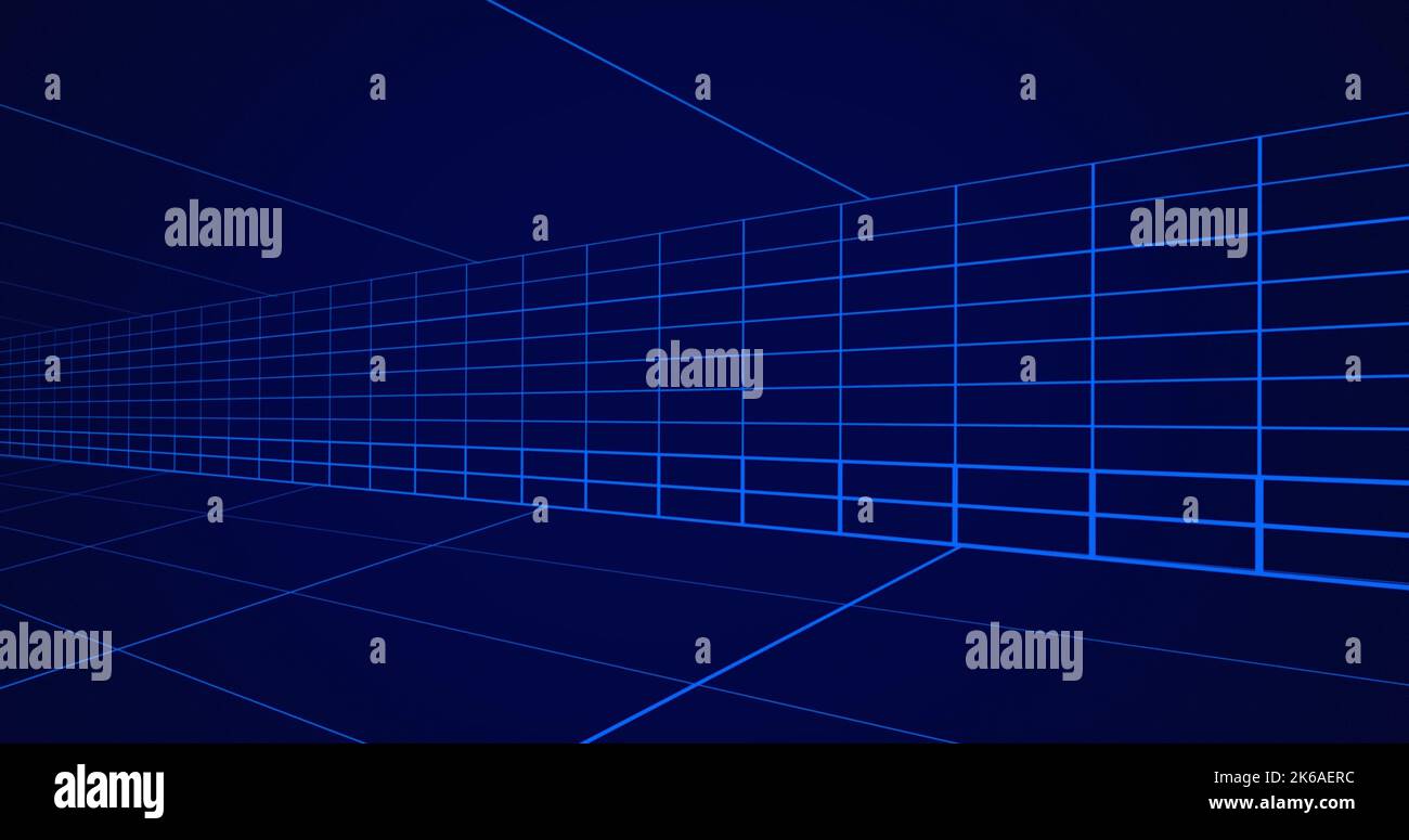 Image of navy digital space with perspective. Virtual reality ...
