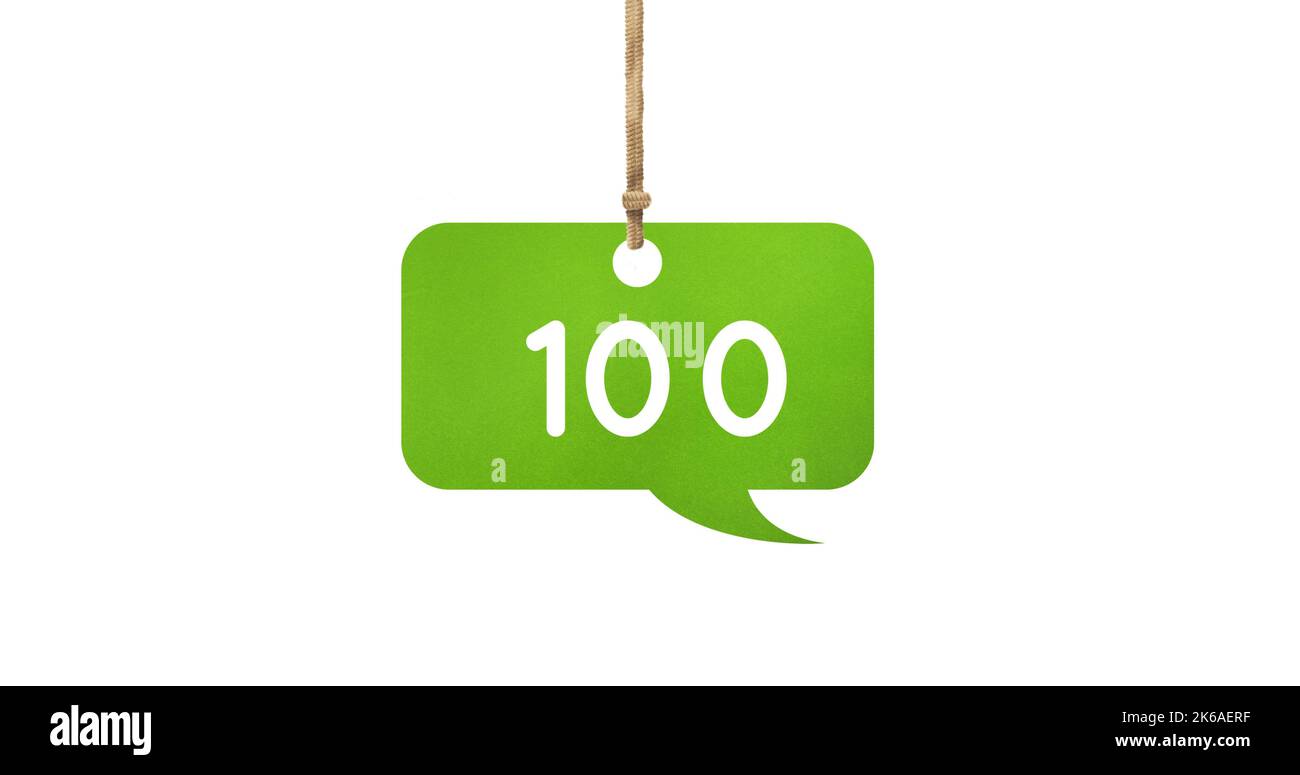 Image of 100 notifications on white background. Social media ...