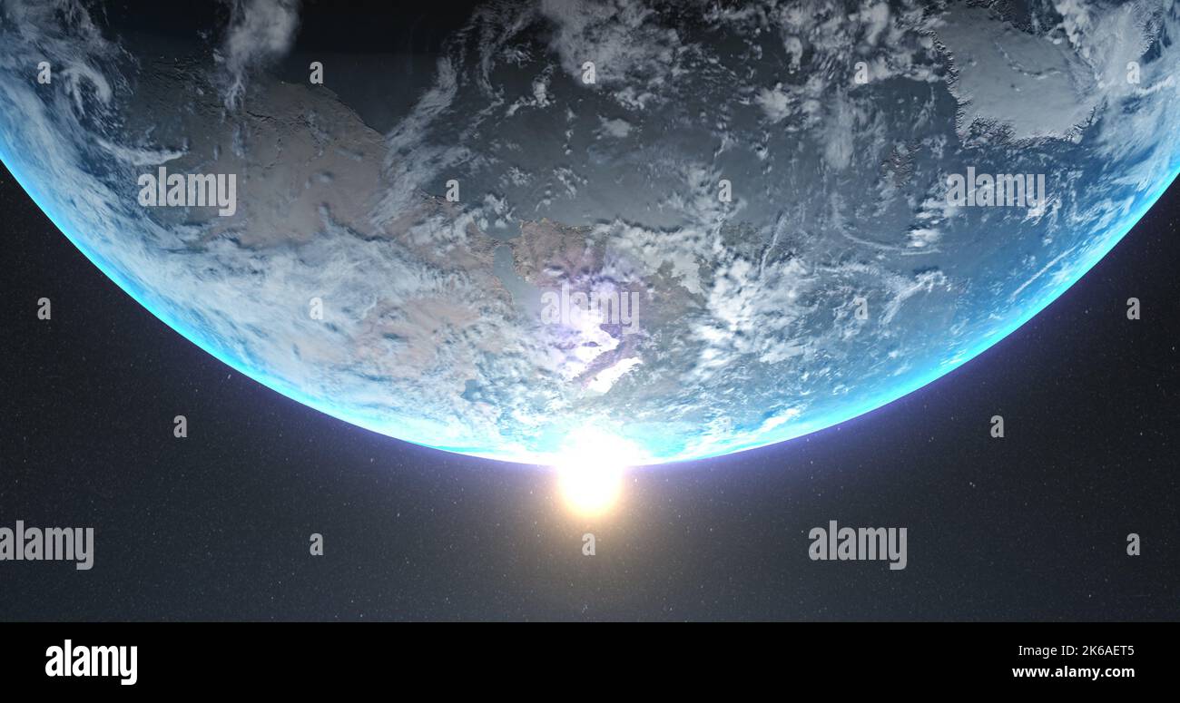 Image of satellite photo of earth and sun visible from space. Cosmos ...