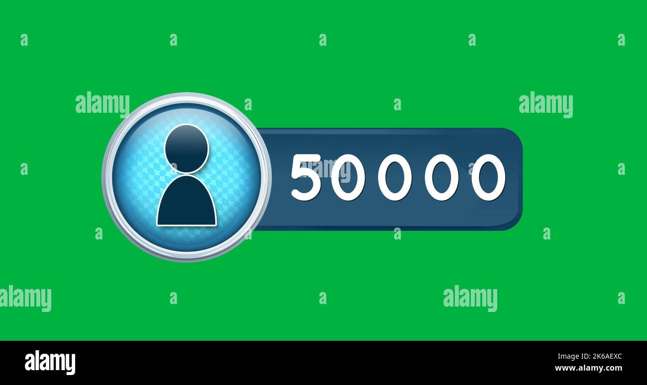 Image of 50000 users on green background. Social media, communication ...
