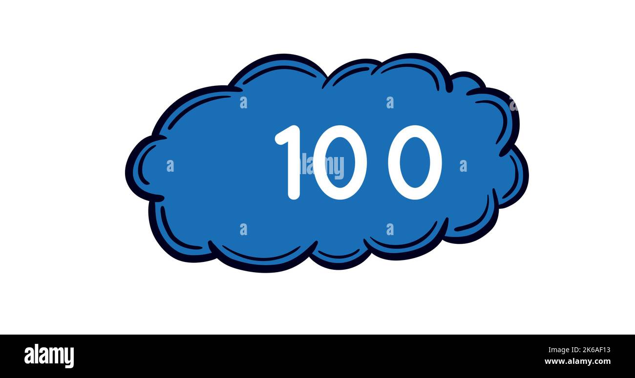 Image of 100 messages in clouds on white background. Social media ...