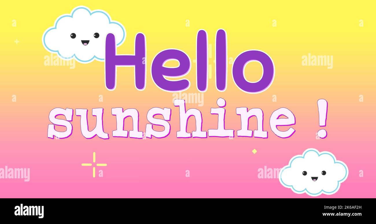 Image of hello sunshine over happy clouds and yellow and pink ...