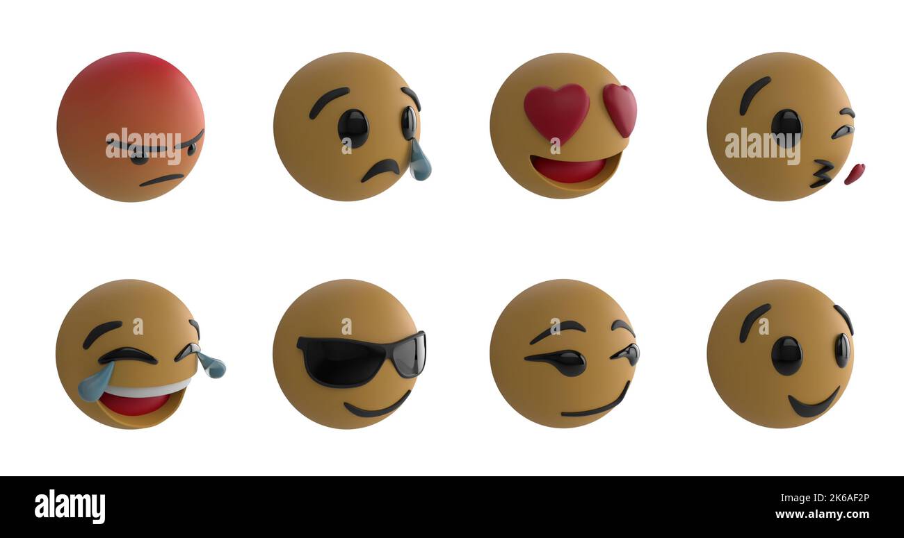 Image of diverse emoticons on white background. Social media ...