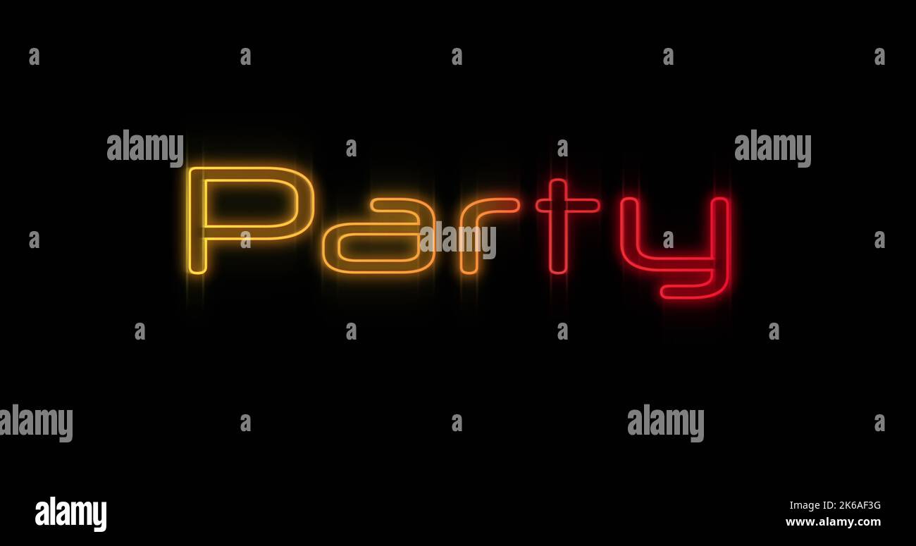 Image of neon party on black background. Party, disco, communication ...