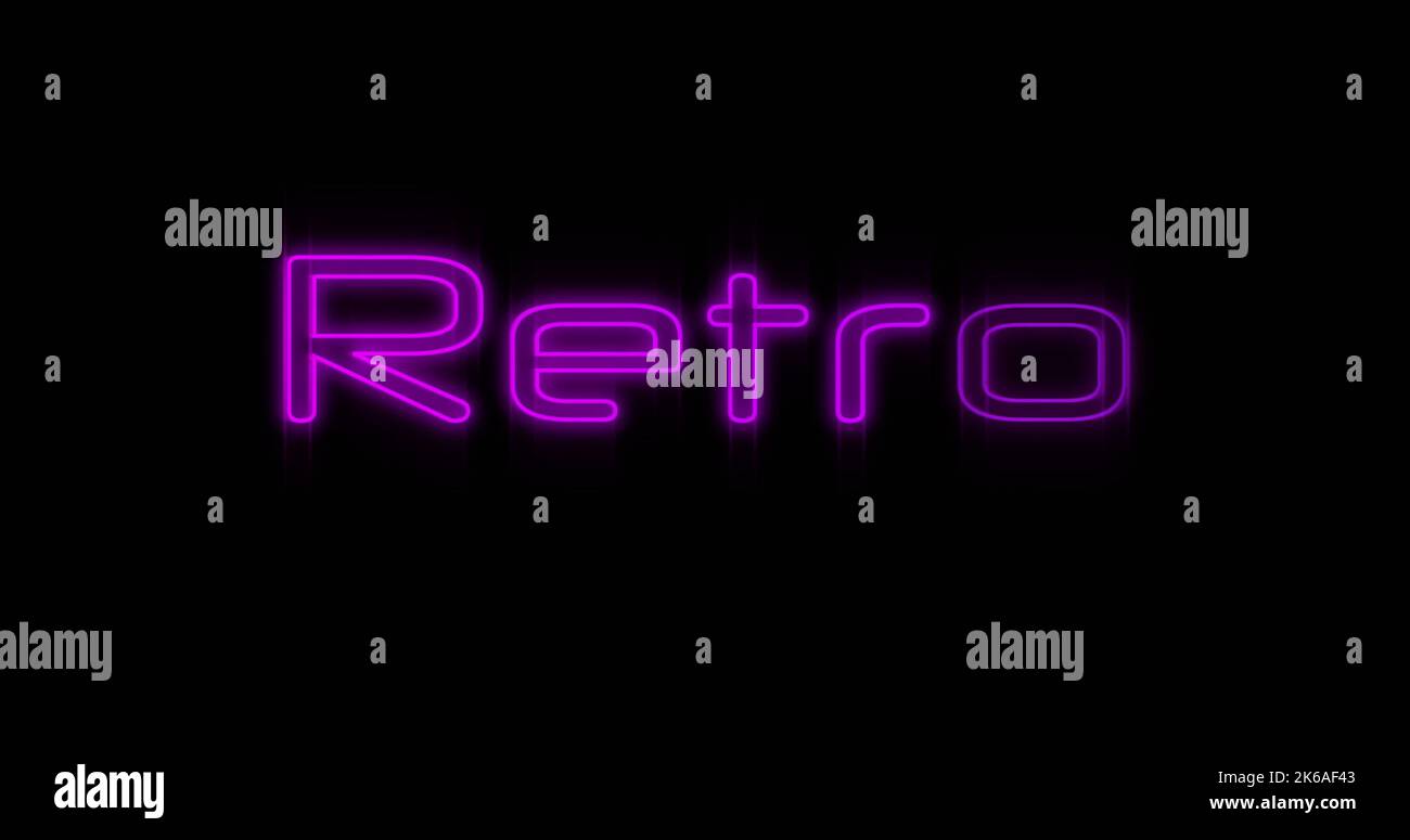 Image of neon retro on black background. Party, disco, communication ...