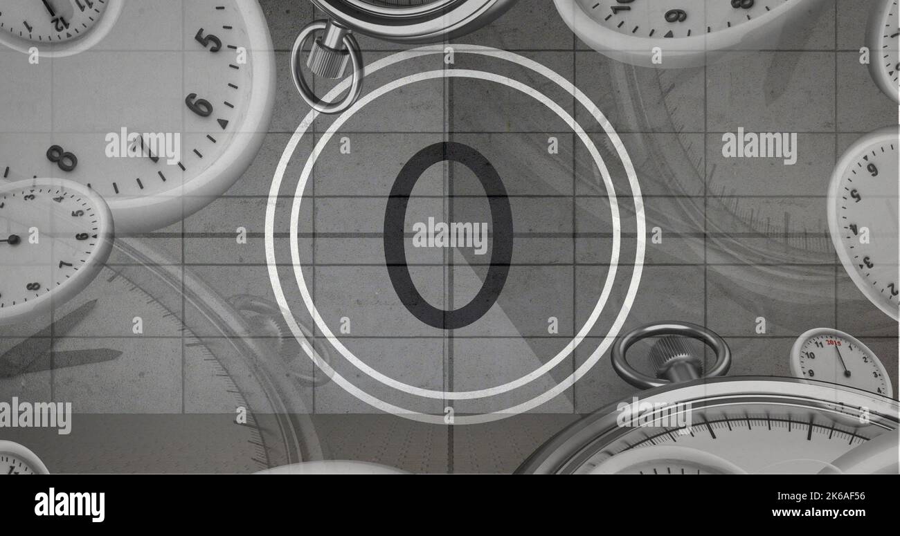 Image of number zero in vintage black and white film projector ...