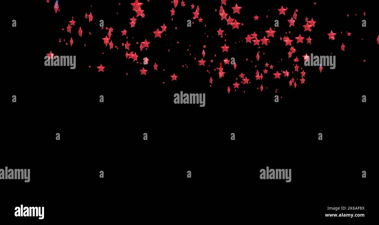 Image of red stars falling on black background. Celebration, festivity ...