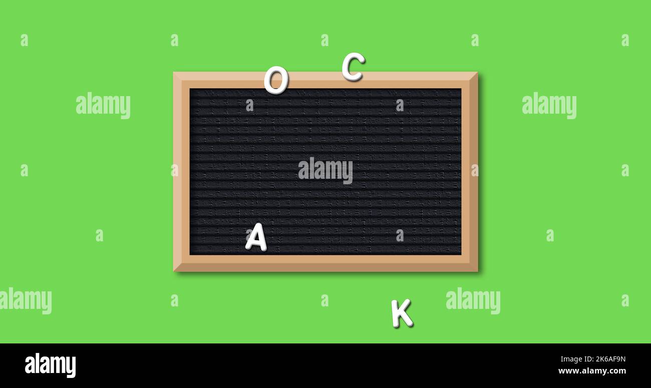 Image of scattered back to school on board over green background. Back ...