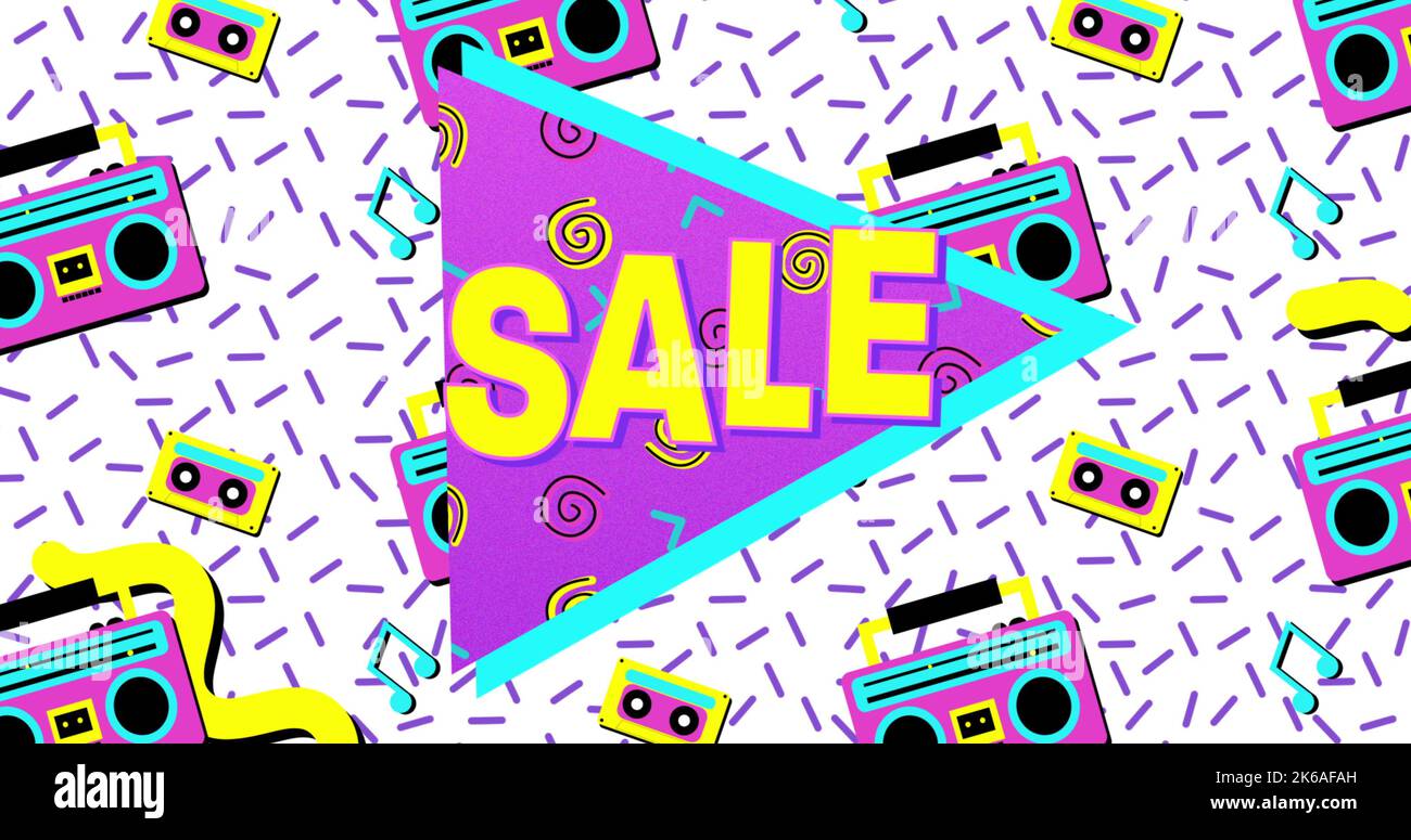 Image of Bold Sale Advertisement in Retro Eighties Style against white ...