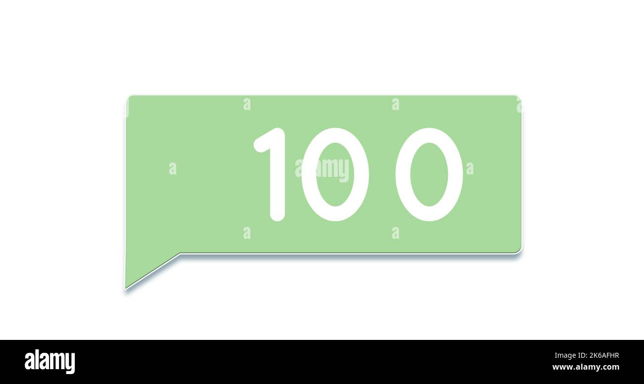 Image of 100 notifications on white background. Social media ...