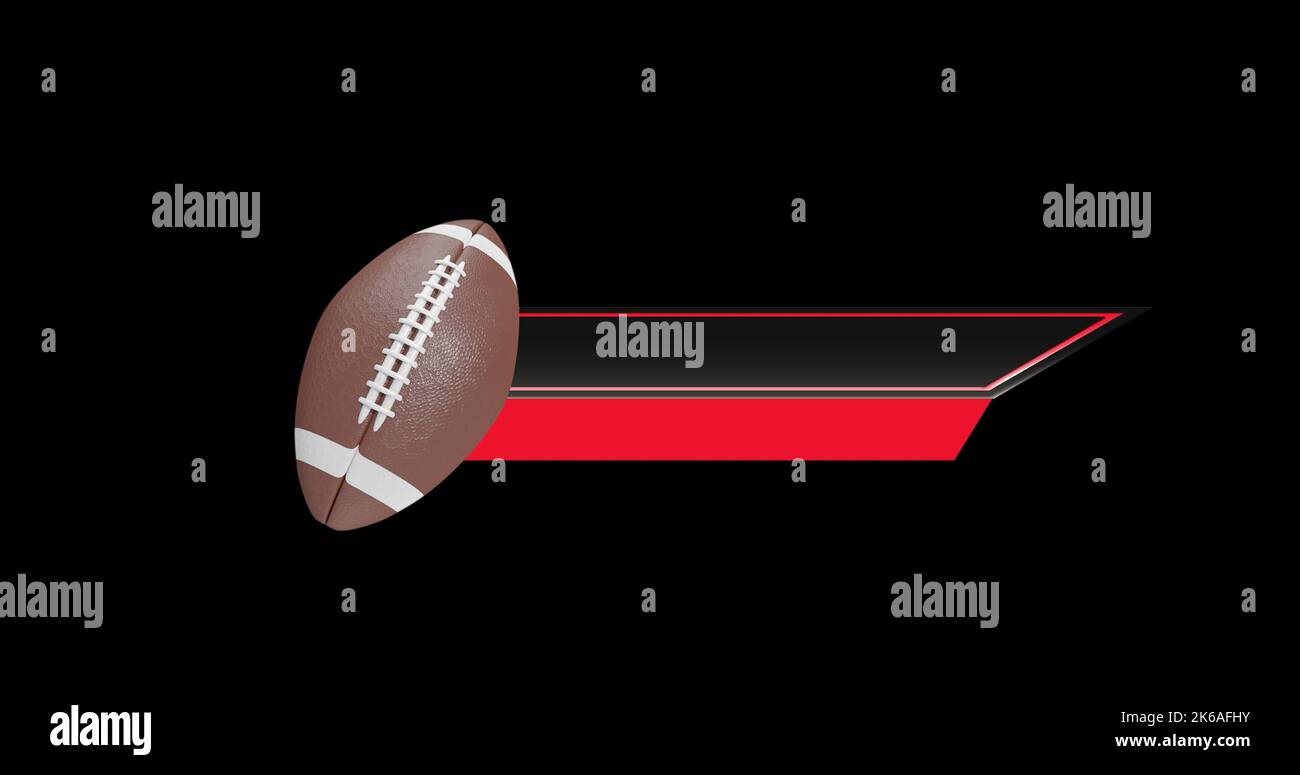 Image of rugby ball and red ribbon on black background. Sport, games ...