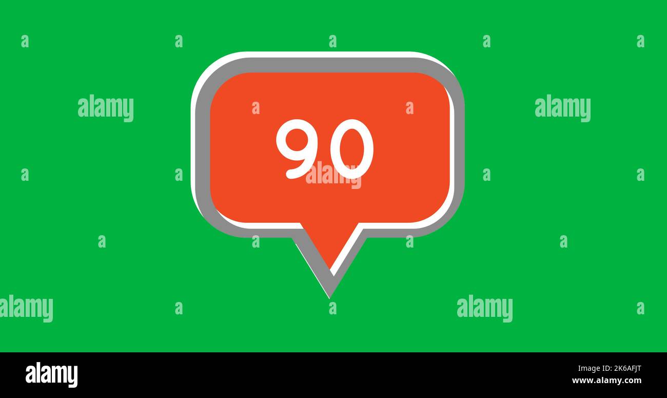 Image of 90 messages on green background. Social media, communication ...