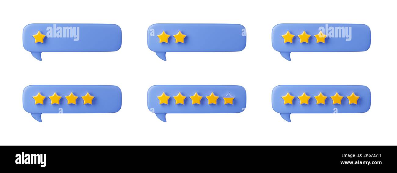 Speech bubbles with gold rating stars. Template of rank, feedback and opinion survey, comment of ...