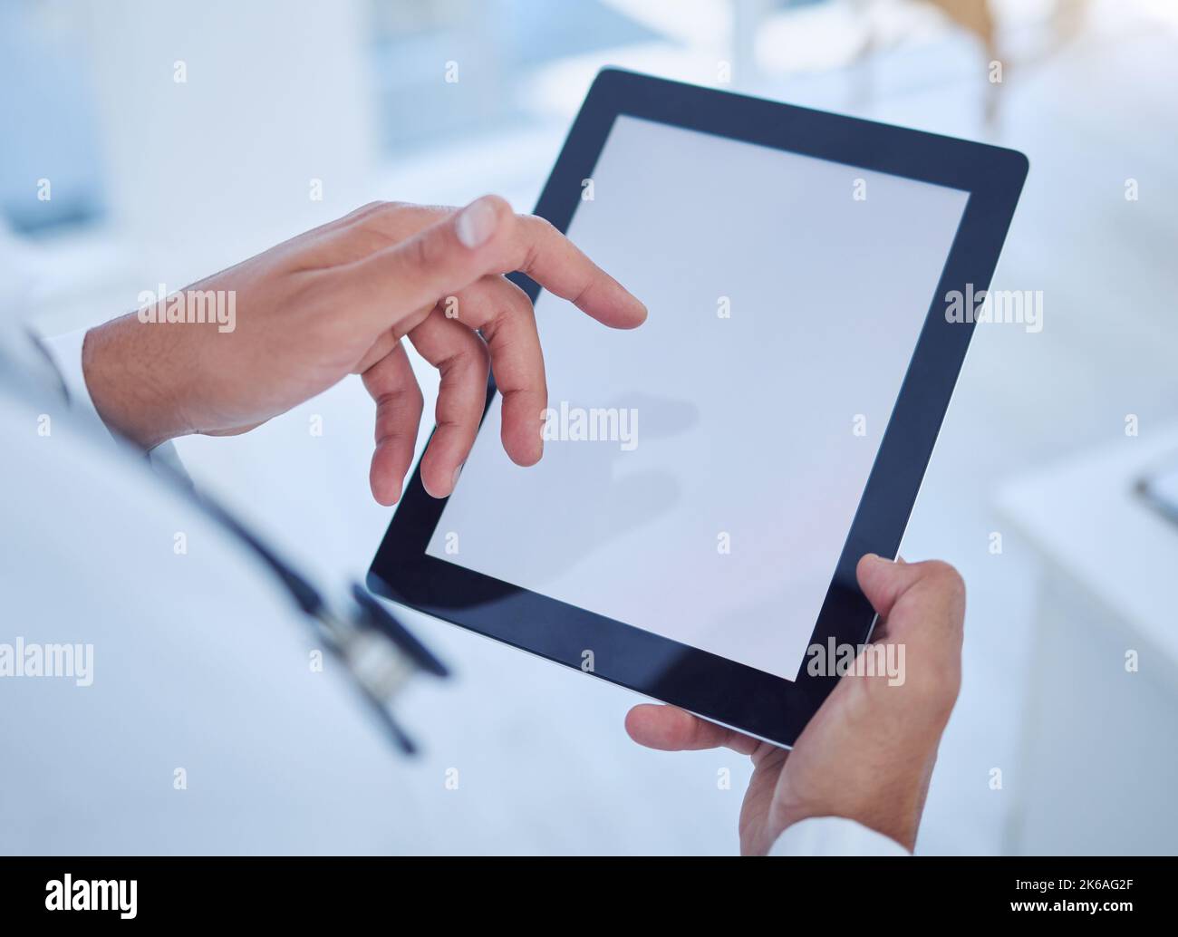 Tablet, screen mock up and business hands for digital marketing ...
