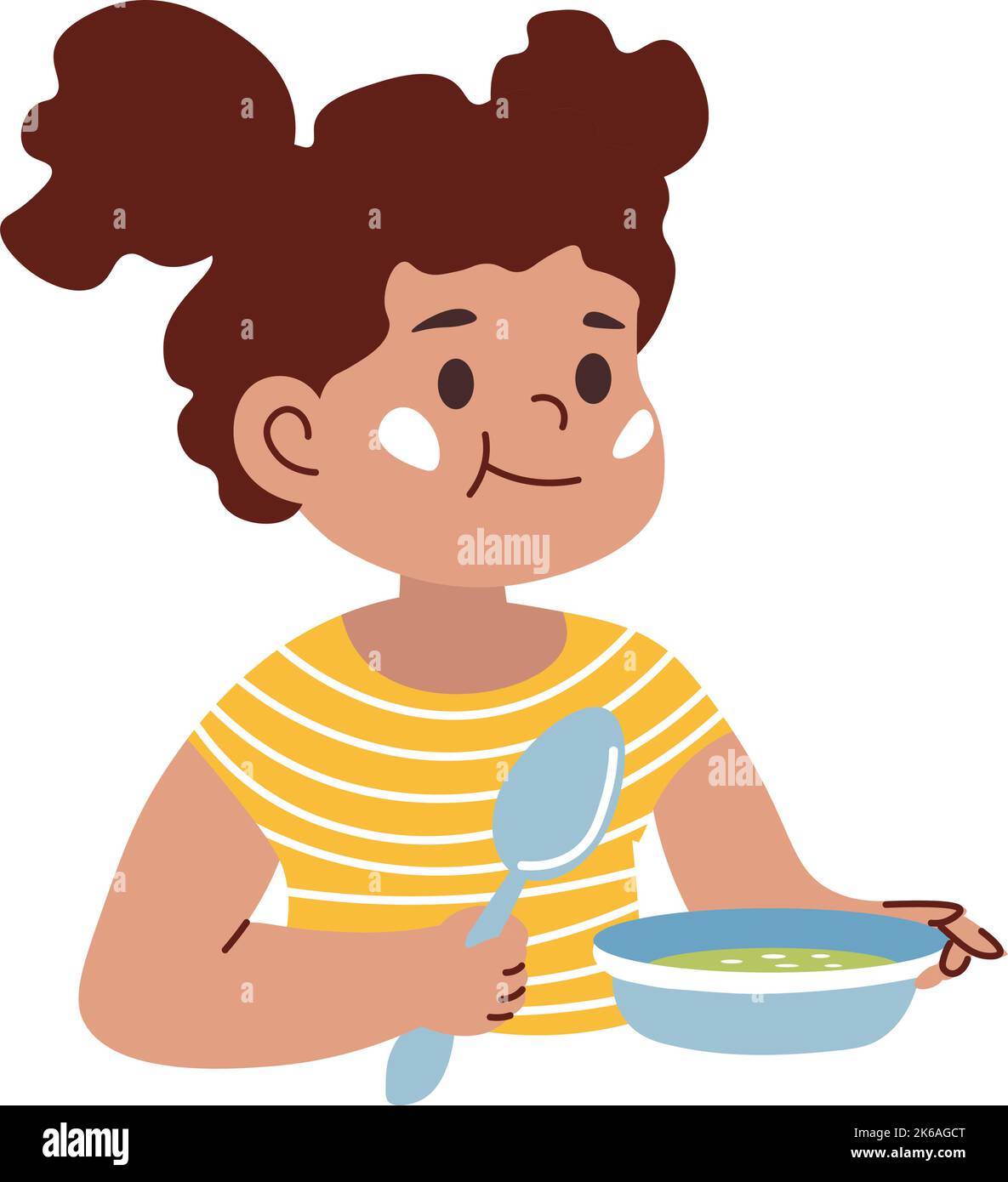 Small child eating soup, tasty balanced meals Stock Vector Image & Art ...