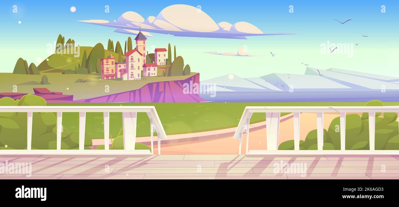 Building terrace view of sea Stock Vector Images - Alamy