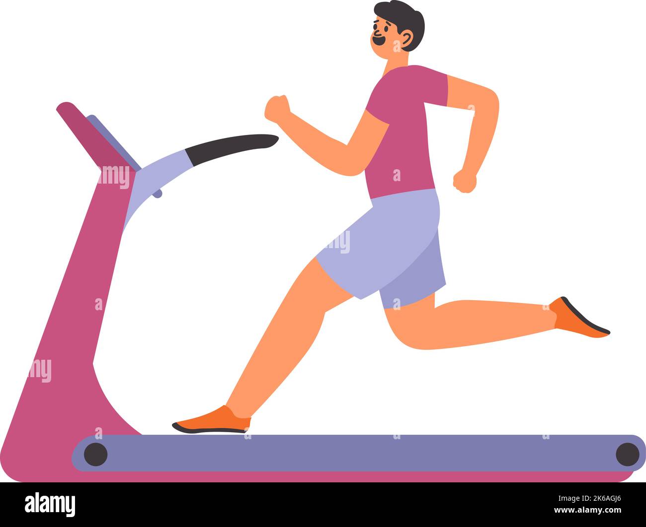 Man running on treadmill in gym, working out sport Stock Vector Image ...