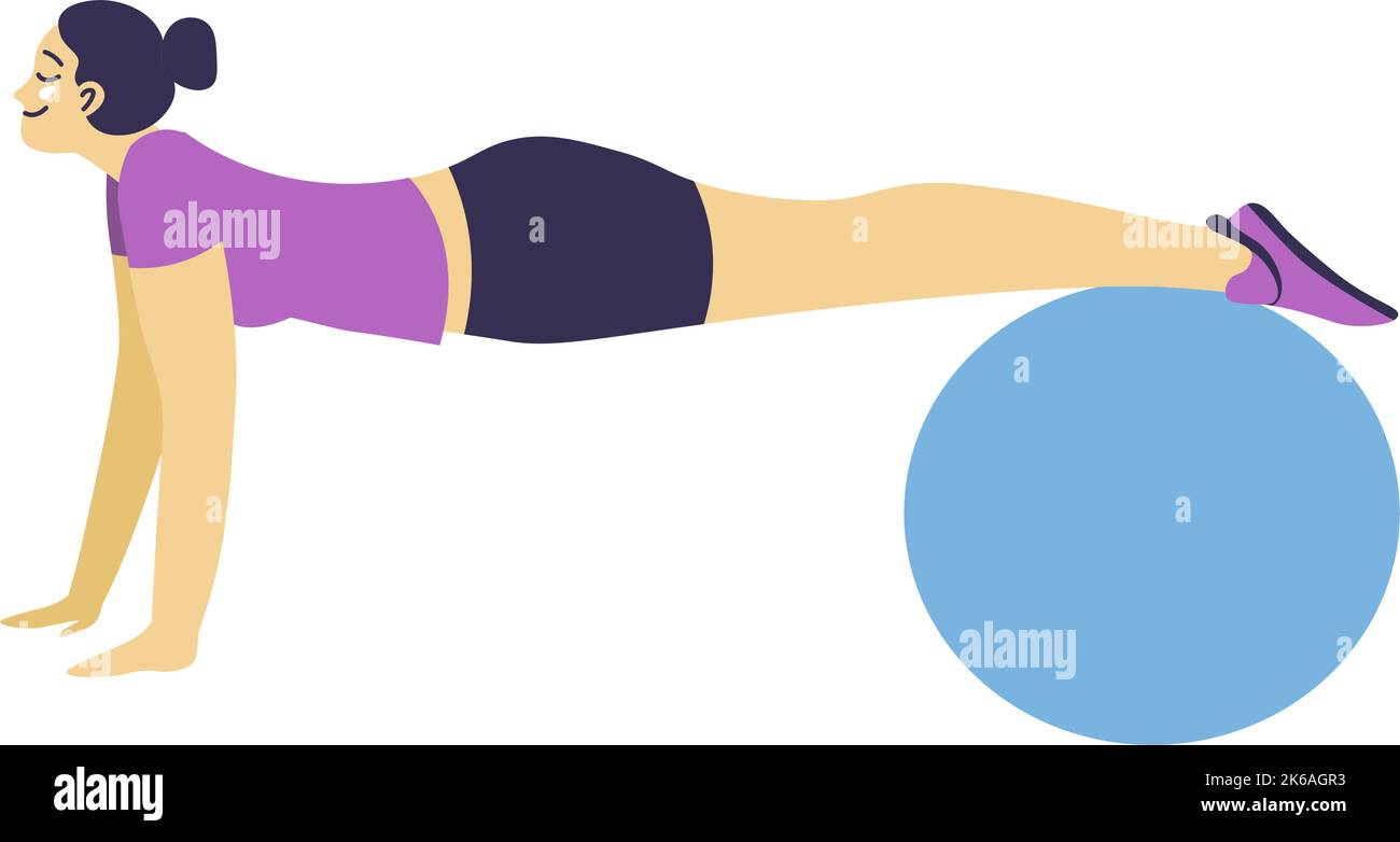 Fitness ball exercises, holding plank for muscles Stock Vector Image ...