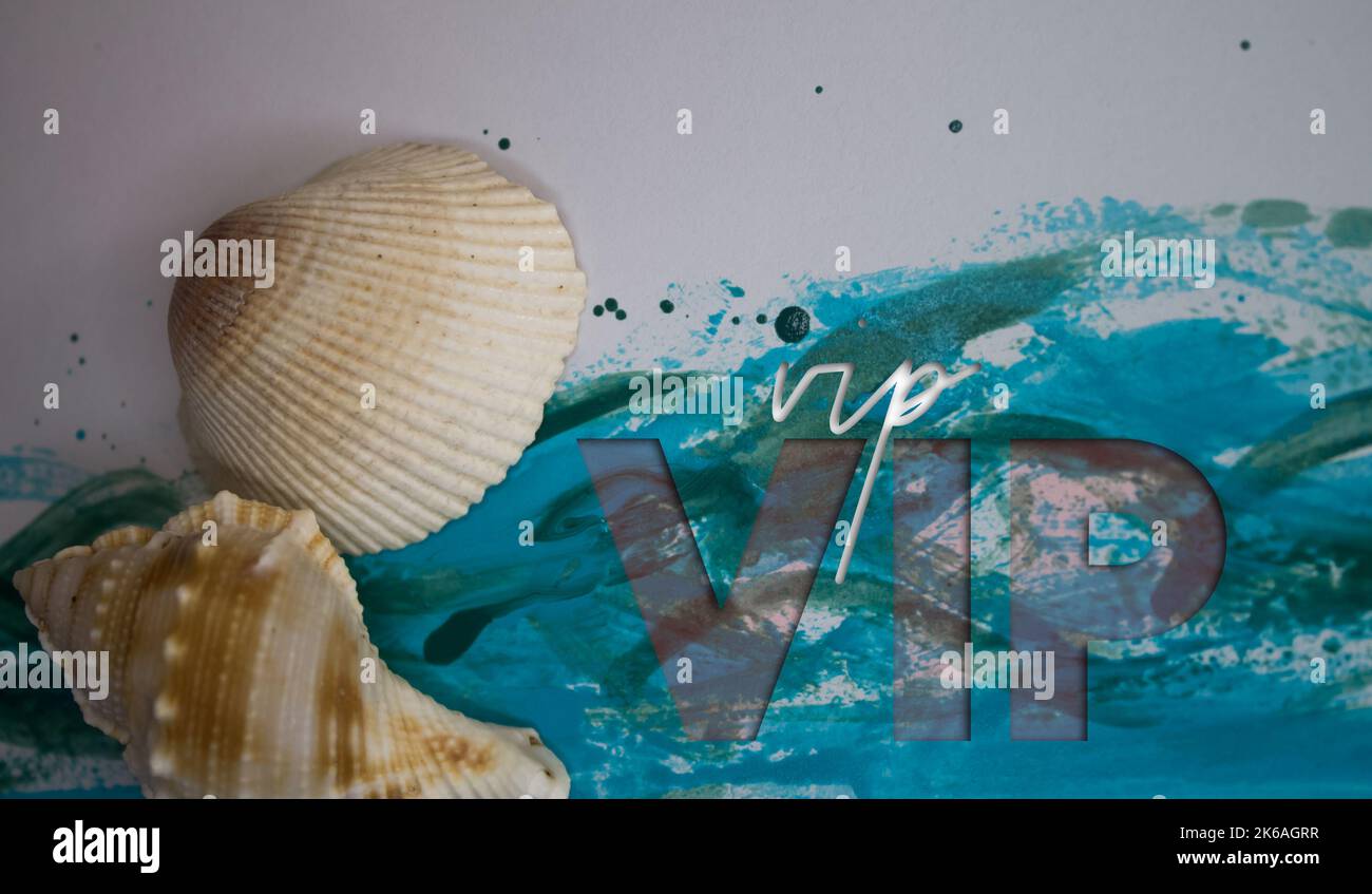 Animal Shell, Summer vacation, marine background with VIP text Stock ...
