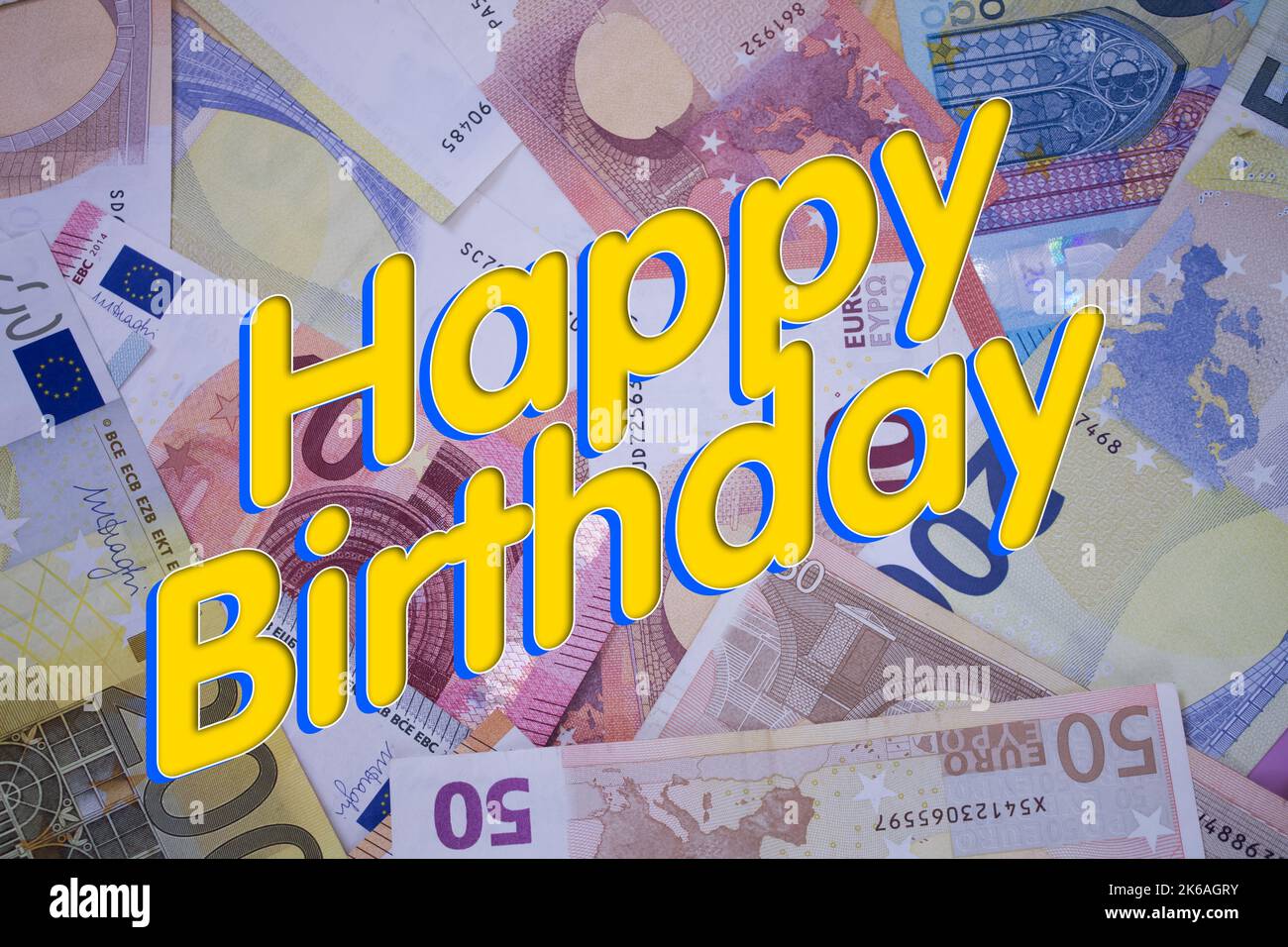 Happy Birthday word with money. Paper currency background with ...