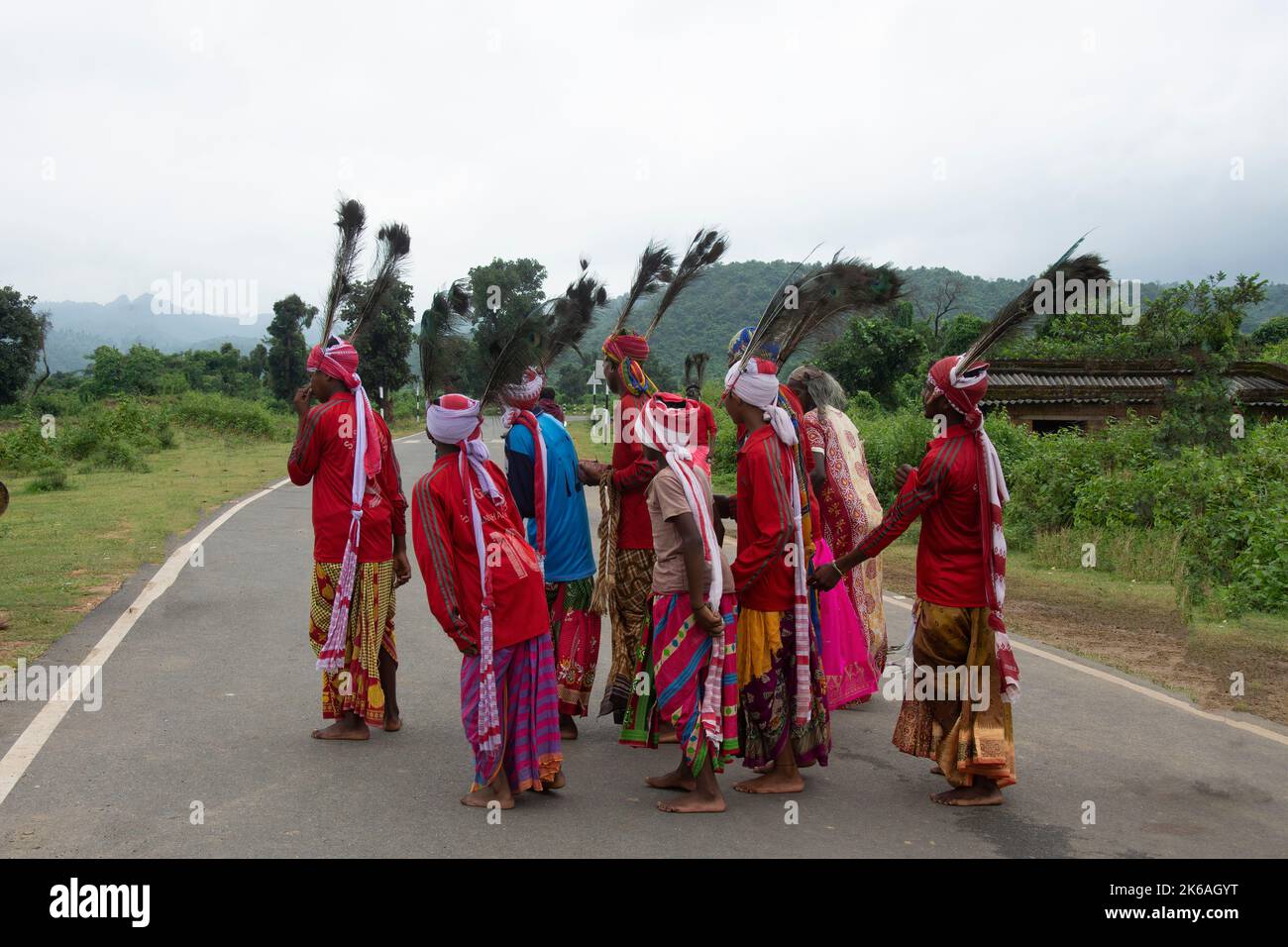 Tribal people performing folk dance in a forested area at Ajodhya Hills ...