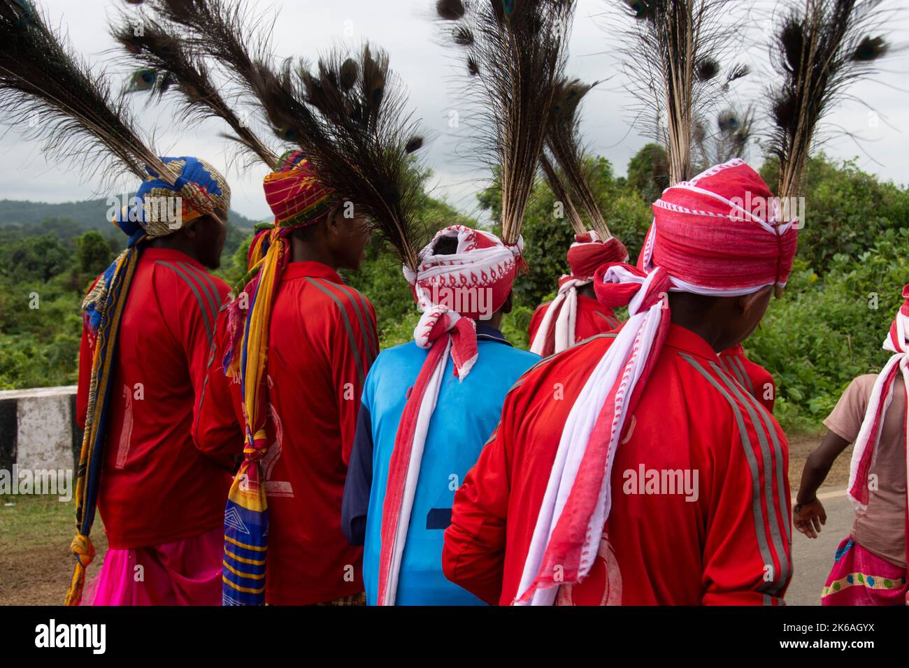 Tribal people performing folk dance in a forested area at Ajodhya Hills ...