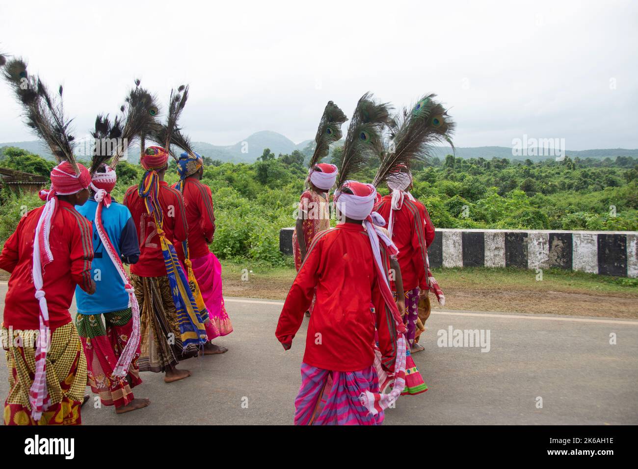 Tribal people performing folk dance in a forested area at Ajodhya Hills ...