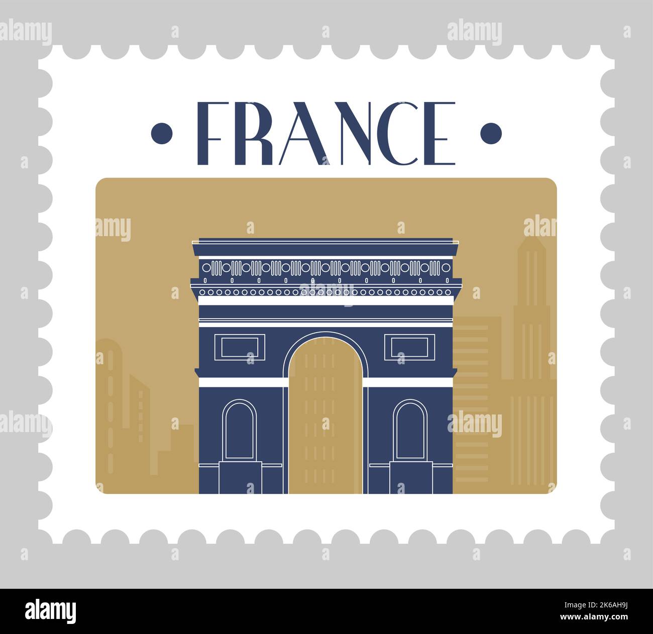 France landmarks and landscape postal mark stamp Stock Vector Image ...