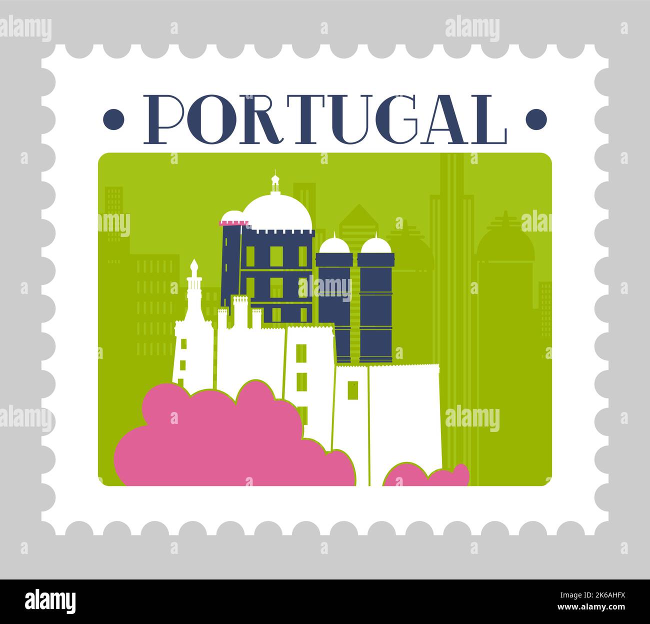 Portugal architecture postage stamp building Stock Vector Images - Alamy