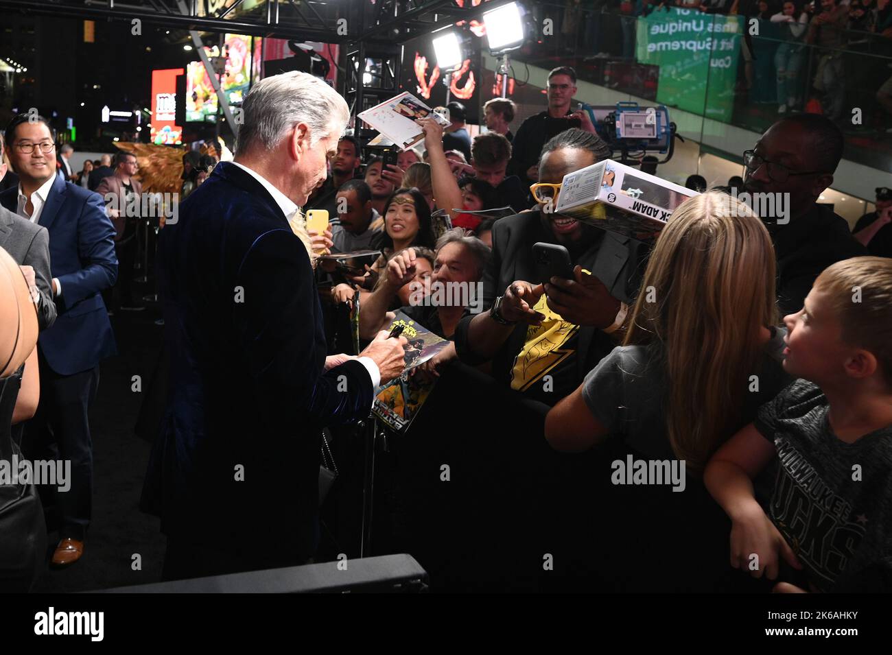 New York, USA. 12th Oct, 2022. Actor Pierce Brosnan meets with fans as ...