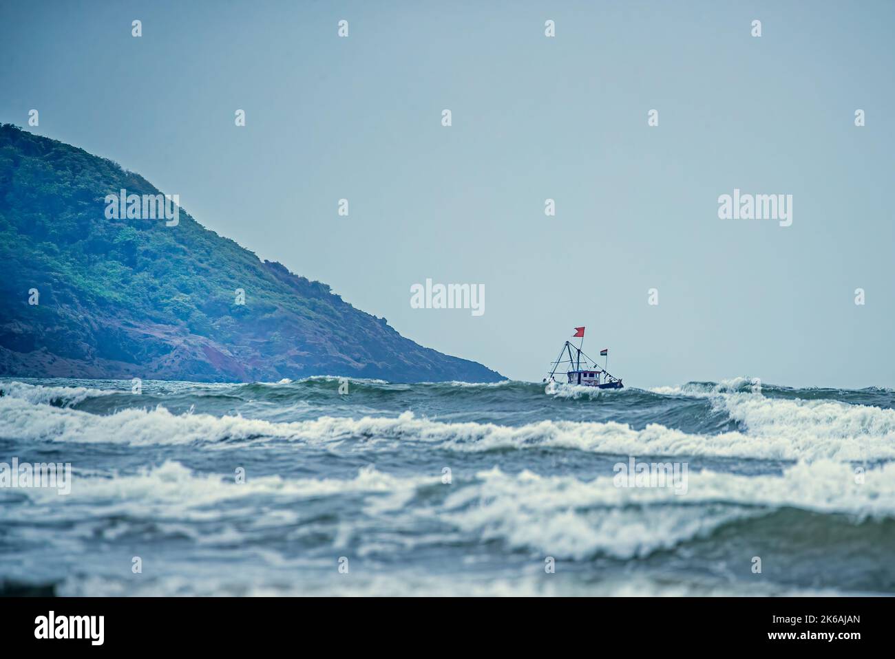 Fishing Ship sailing in sea for fishes Stock Photo - Alamy