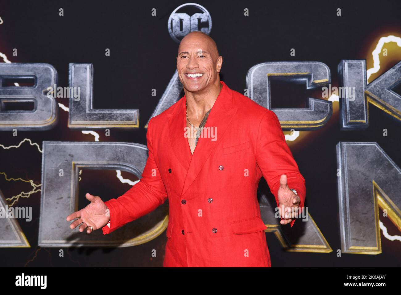 Actor Dwayne Johnson attends the “Black Adam” premiere in Times Square ...