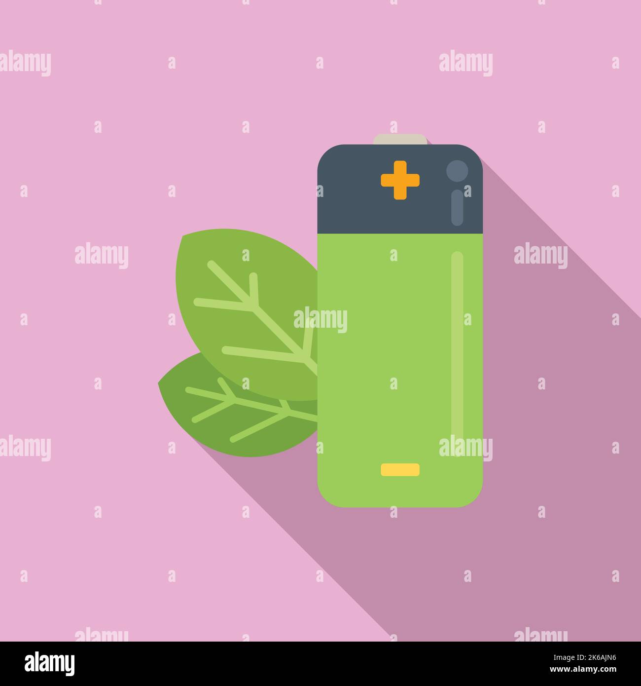 Eco charge battery icon flat vector. Nature power. Electric source ...