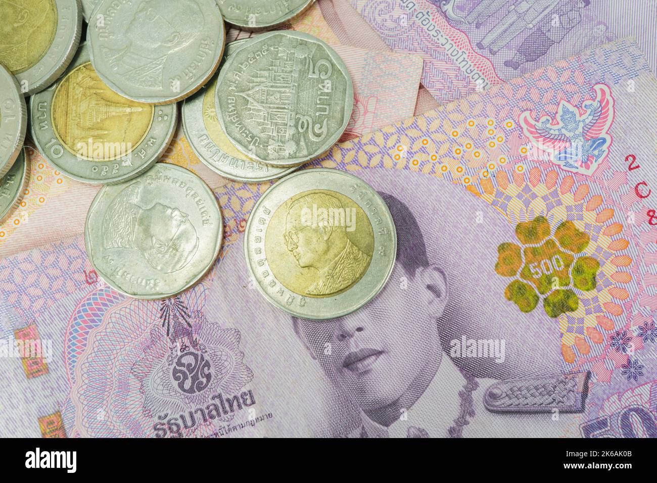 Set of Thai money, banknotes and coins, business banking and financial ...