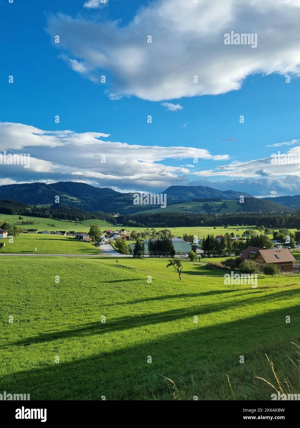 A beautiful vertical shot of a green field in the countryside Stock ...