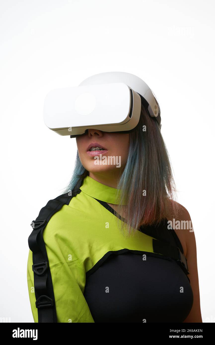 Woman Is Using Virtual Reality Headset Concept Of Virtual Augmented
