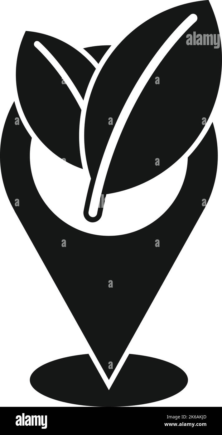 Eco leaf location icon simple vector. Clean power. Safe earth Stock ...