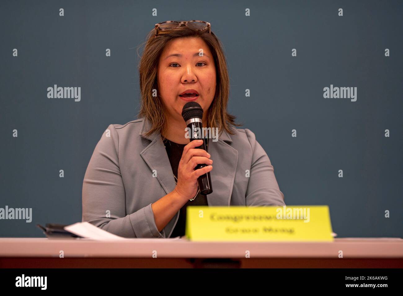 NEW YORK, New York - OCTOBER 12: Congresswoman Grace Meng (D-NY) speaks ...