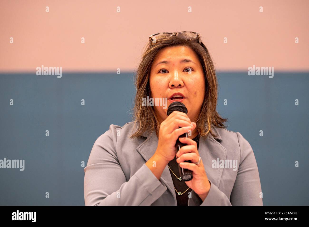 NEW YORK, New York - OCTOBER 12: Congresswoman Grace Meng (D-NY) speaks ...