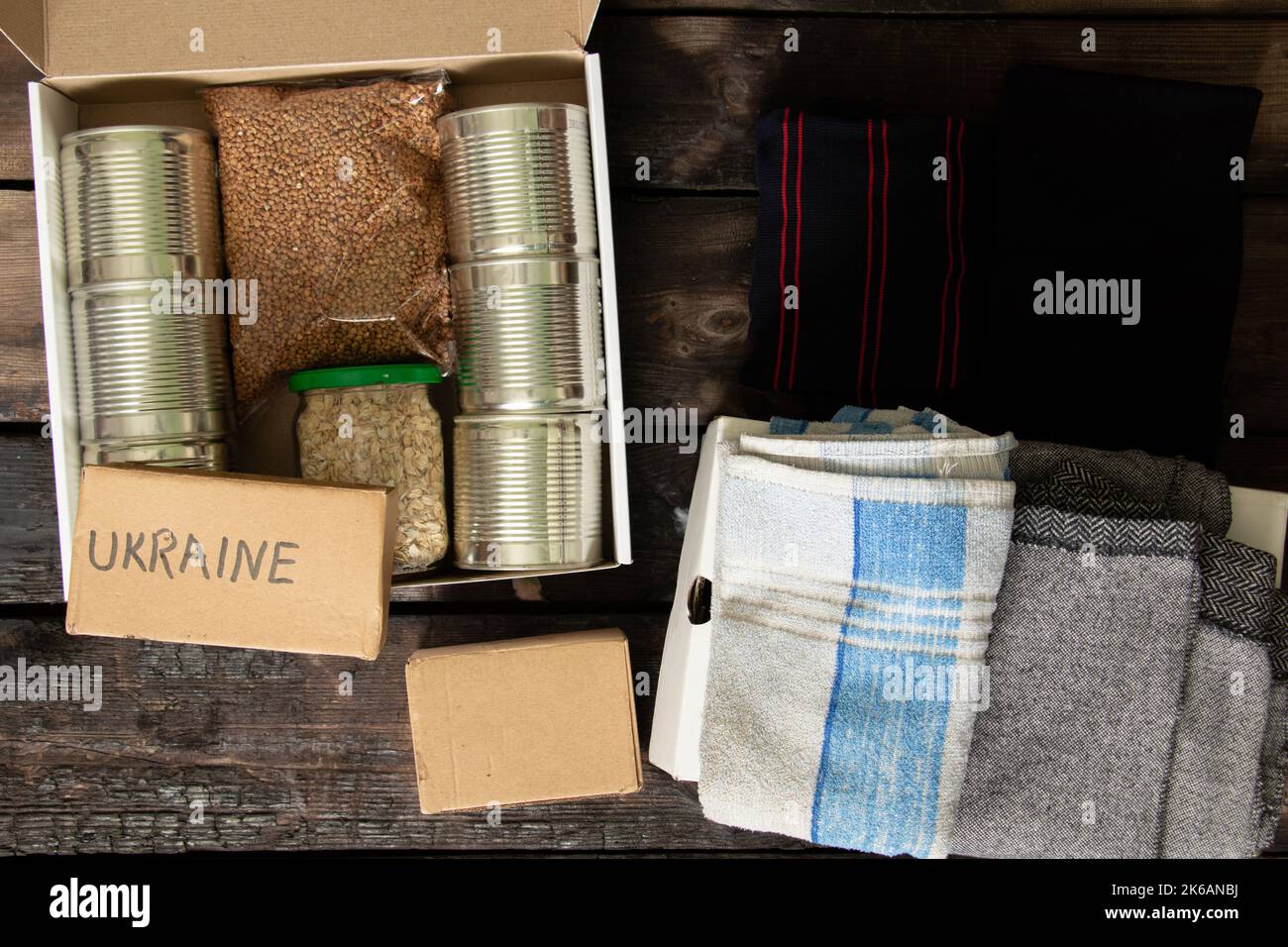 Collecting a humanitarian food set to help people who suffered during ...