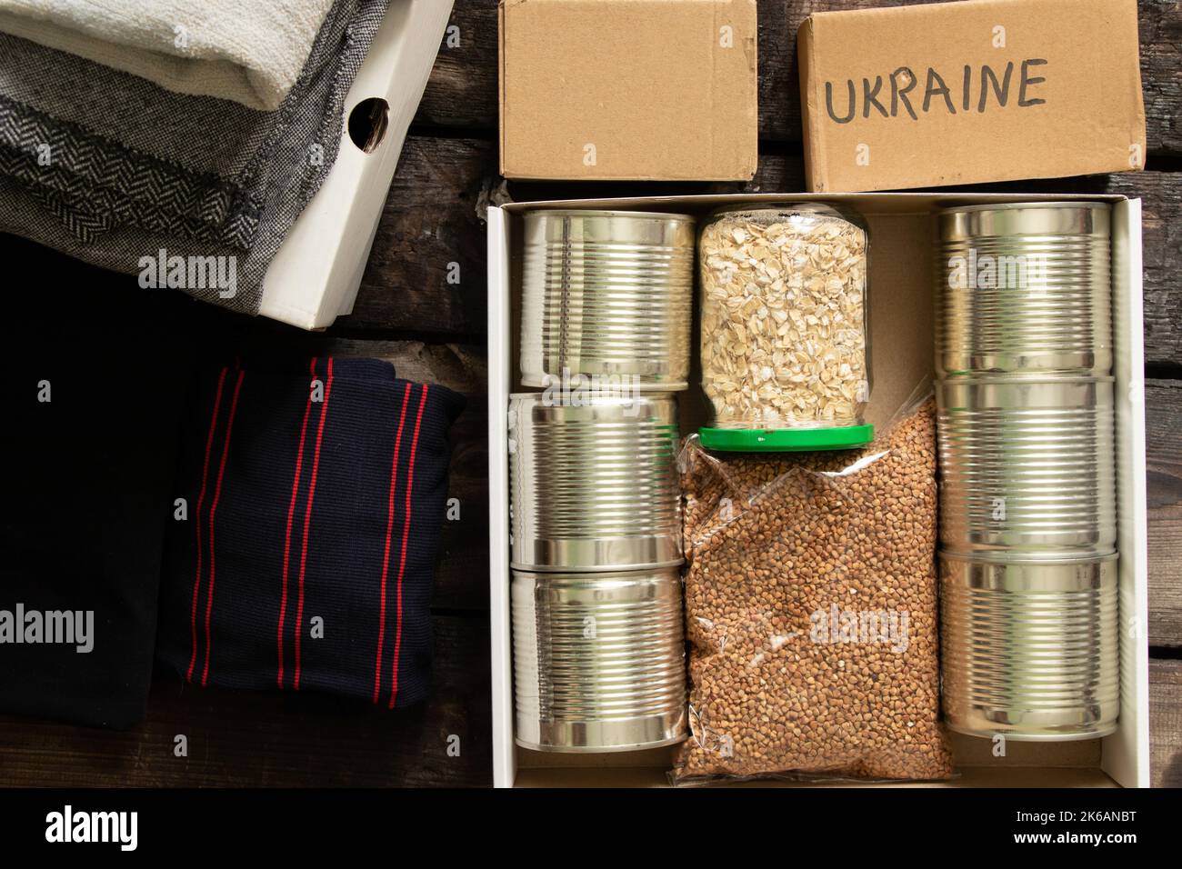Collecting a humanitarian food set to help people who suffered during ...