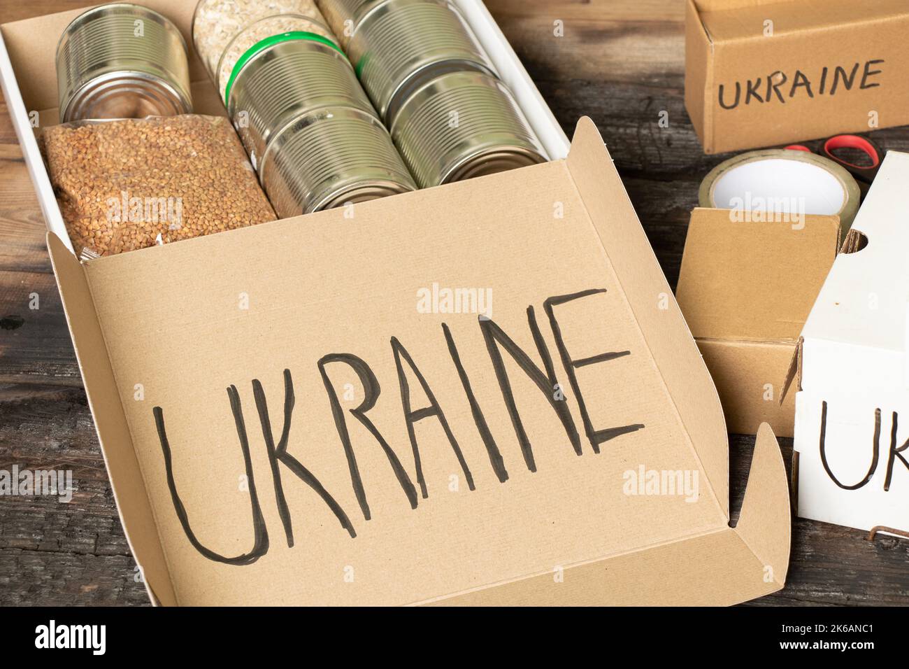 Collecting a humanitarian food set to help people who suffered during ...