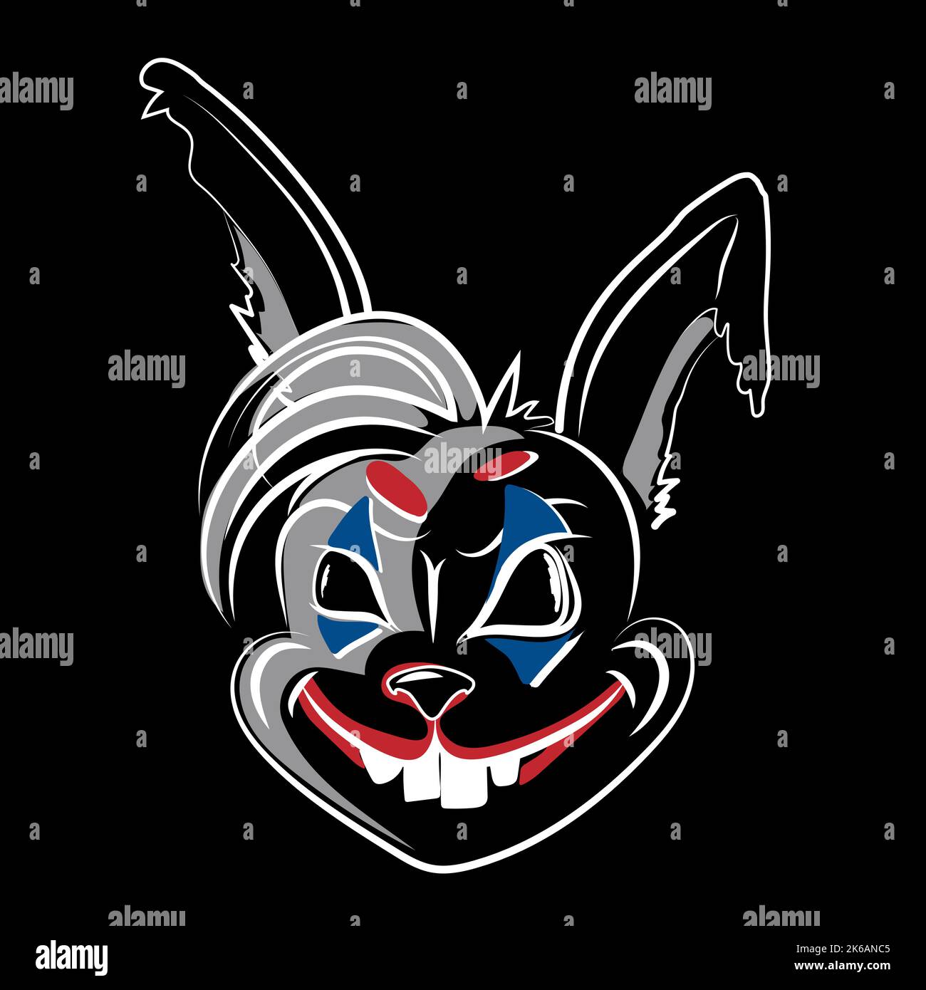 A bad rabbit, hand-drawn in doodle style. Hare joke rabbit. Crazy ...